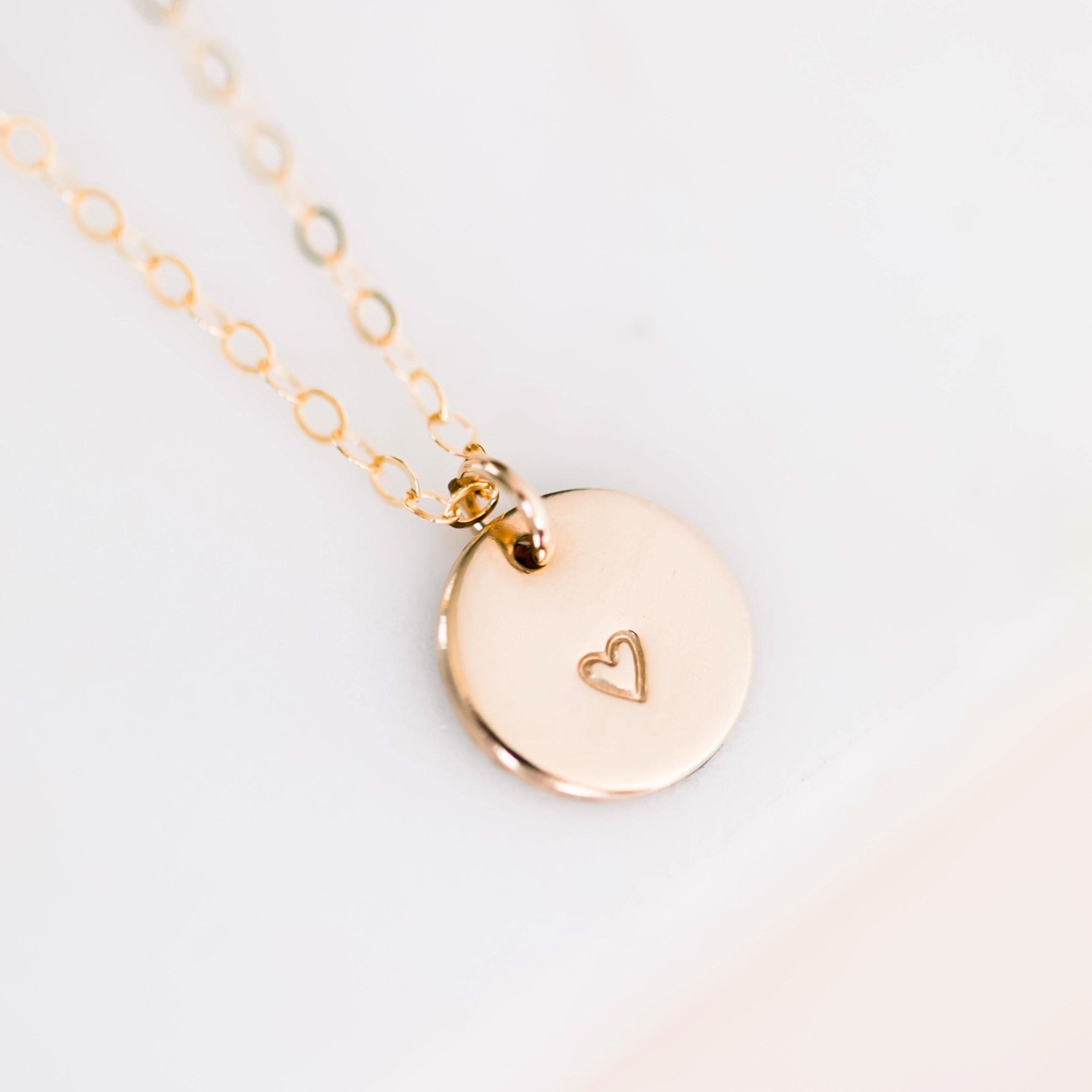 Hand Stamped Heart Disc Necklace | Barberry & Lace Jewelry